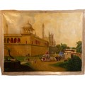 "Untitled" - INDIAN COMPANY SCHOOL, Oil on Canvas. The palatial edifice ...