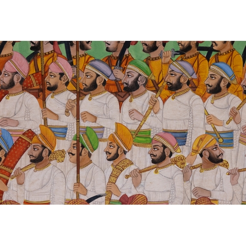 An Indian Painting of Mewar Raja on Procession with Attendants on Foot ...