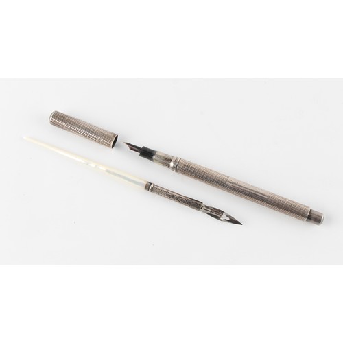 An Edwardian Mabie Todd Swan sterling silver fountain pen, with ...