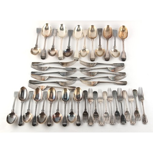 Property of a deceased estate - a matched set of silver fiddle & thread ...