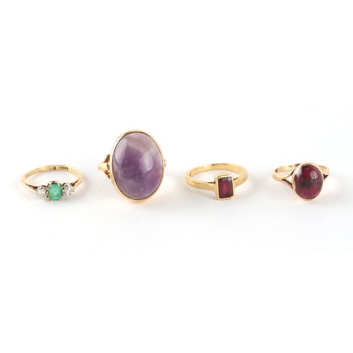 Property of a lady - a group of four gem set rings, comprising an 18ct ...