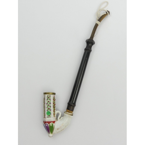 A 19th century Austrian or German six sided porcelain pipe bowl hand ...