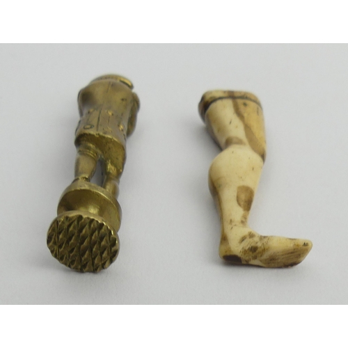 Two pipe tampers C.1813, one full length Napoleon in brass and the ...