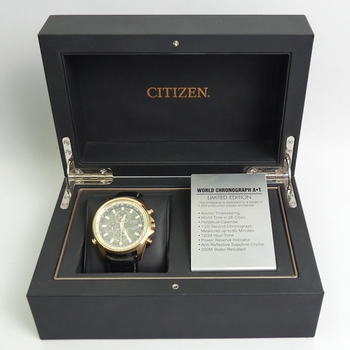 Citizen limited edition world chronograph A.T Eco-drive black dial ...
