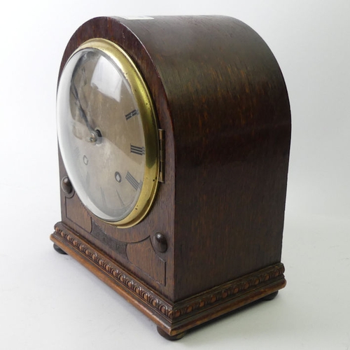 1920's oak chiming mantle clock.