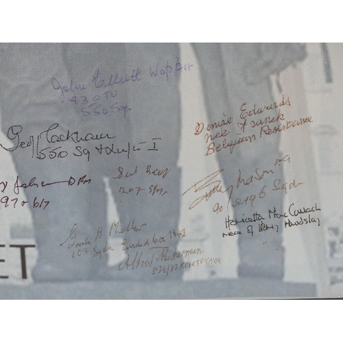 A print on canvas 'Never Forget' signed by various spitfire pilots ...