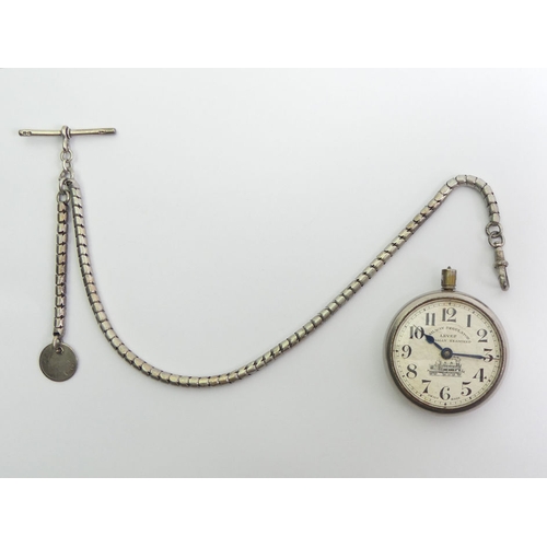 Railway regulator Swiss made pocket watch and silver Albert chain watch ...