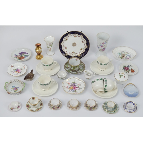 Various China items including miniature cups and saucers, trinket boxes ...