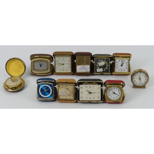 Eleven vintage travel alarm clocks, including Coral, Timemaster ...