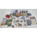 A box of plastic figures, including Airfix military figures, Cando ...