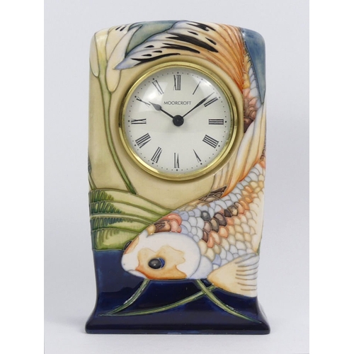 A Moorcroft art pottery 'Quiet Water' mantle clock, signed by Emma ...