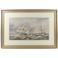 Joseph Witham (1832-1901) 19th century watercolour of two frigates at ...