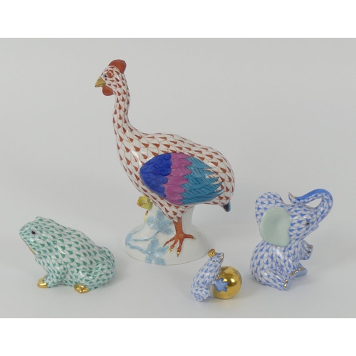 Four Herend animal figures, Emu, Elephant, Frog with Ball and Toad in ...