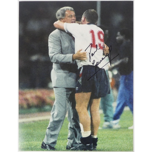 A signed photograph of Paul Gascoigne with Bobby Robson, 40cm x 30cm.