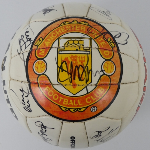 A multi-signed Manchester United football, including signatures from ...