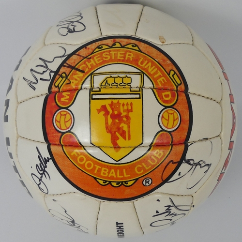 A multi-signed Manchester United football, including signatures from ...