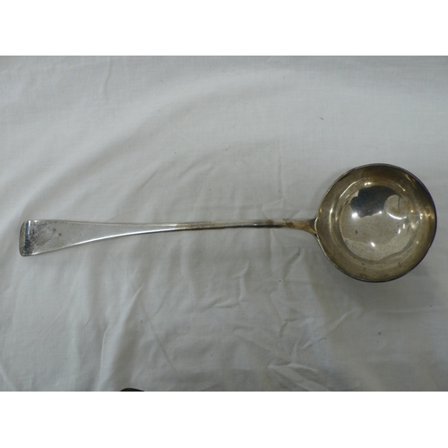 Edwardian silver soup ladle of plain form, London 1901, maker Robert ...