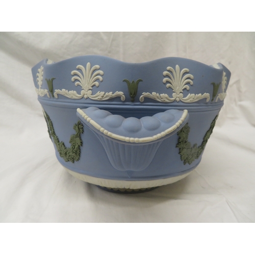 Wedgwood three colour blue jasperware oval Monteith bowl, copy of a ...