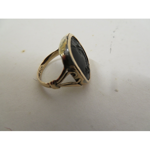 18th/19thC Continental gold intaglio amber glass ring showing nude man ...