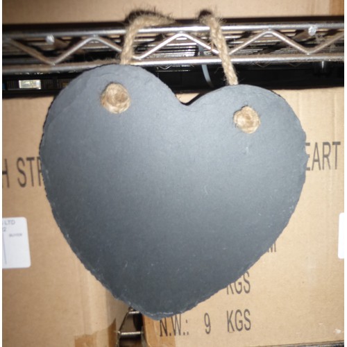 2 x boxes each containing 24 decorative slate hearts on string (48 in ...
