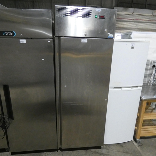 A commercial stainless steel single door freezer by Interlevin no model ...