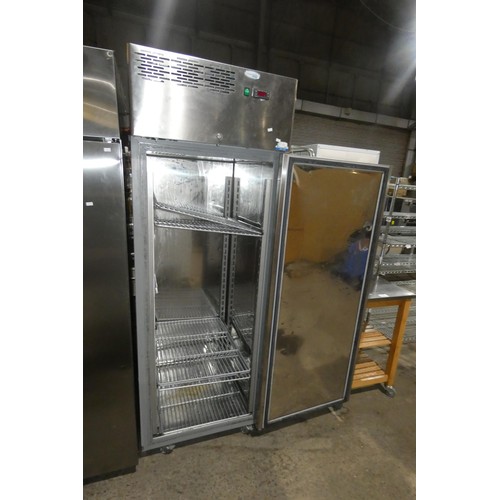 A commercial stainless steel single door freezer by Interlevin no model ...