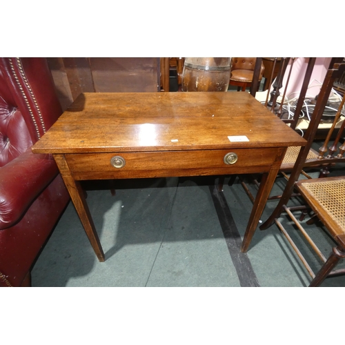 A Mahogany side table of square proportions with single drawer and ...