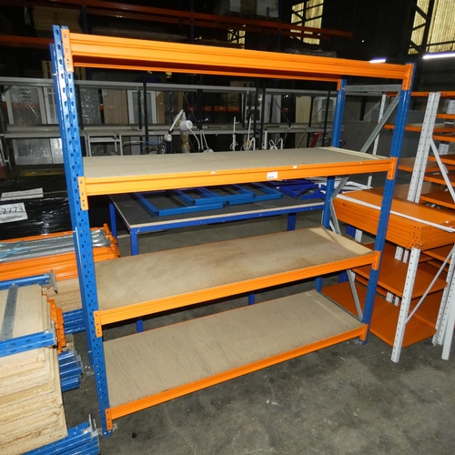 1 free standing bay of blue / orange metal boltless stores type racking ...