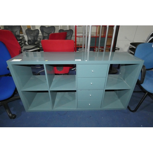 A grey 8 cube storage unit, 2 cubes have 2 drawers in each, approx ...