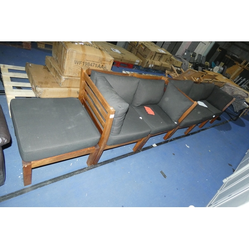 A Kasule five piece dark wood framed garden / conservatory seating ...