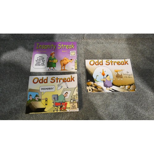 4 x boxes containing a quantity of 4 different joke books, Odd Streak ...
