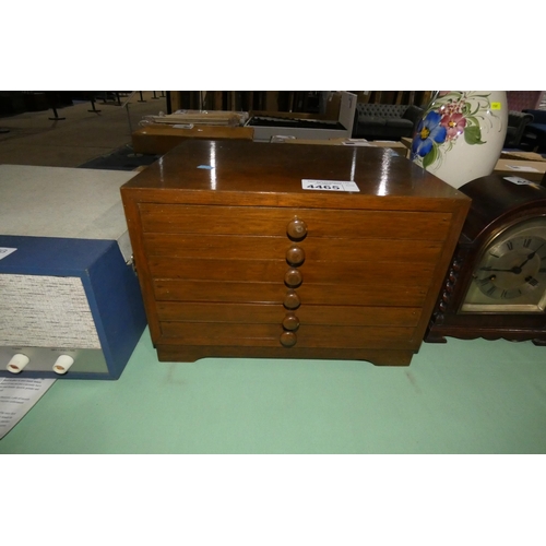 A tabletop specimen chest of 6 drawers containing miscellaneous cutlery ...