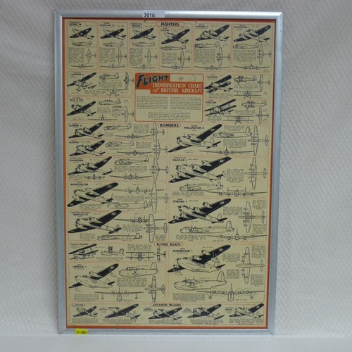 A Flight Identification Chart of British Aircraft circa 1941, framed ...