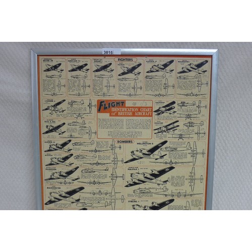 A Flight Identification Chart of British Aircraft circa 1941, framed ...