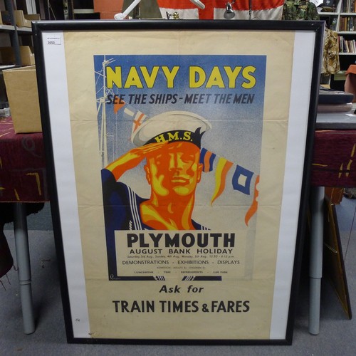 An unusual original colour advertising poster for Plymouth Navy Days ...