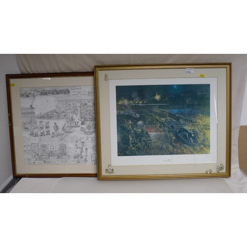 A framed Terence Cuneo print "Building the Rapido at Monte Cassino ...