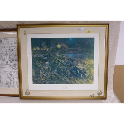 A framed Terence Cuneo print "Building the Rapido at Monte Cassino ...