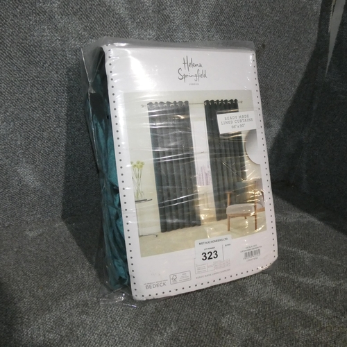 A pair of Helena Springfield Escala teal curtains