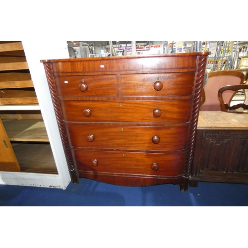 A 19th Century mahogany chest of two short and three long graduated ...