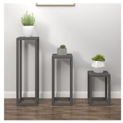 A Vida XL 3 piece plot stand set in grey solid wood RRP £70
