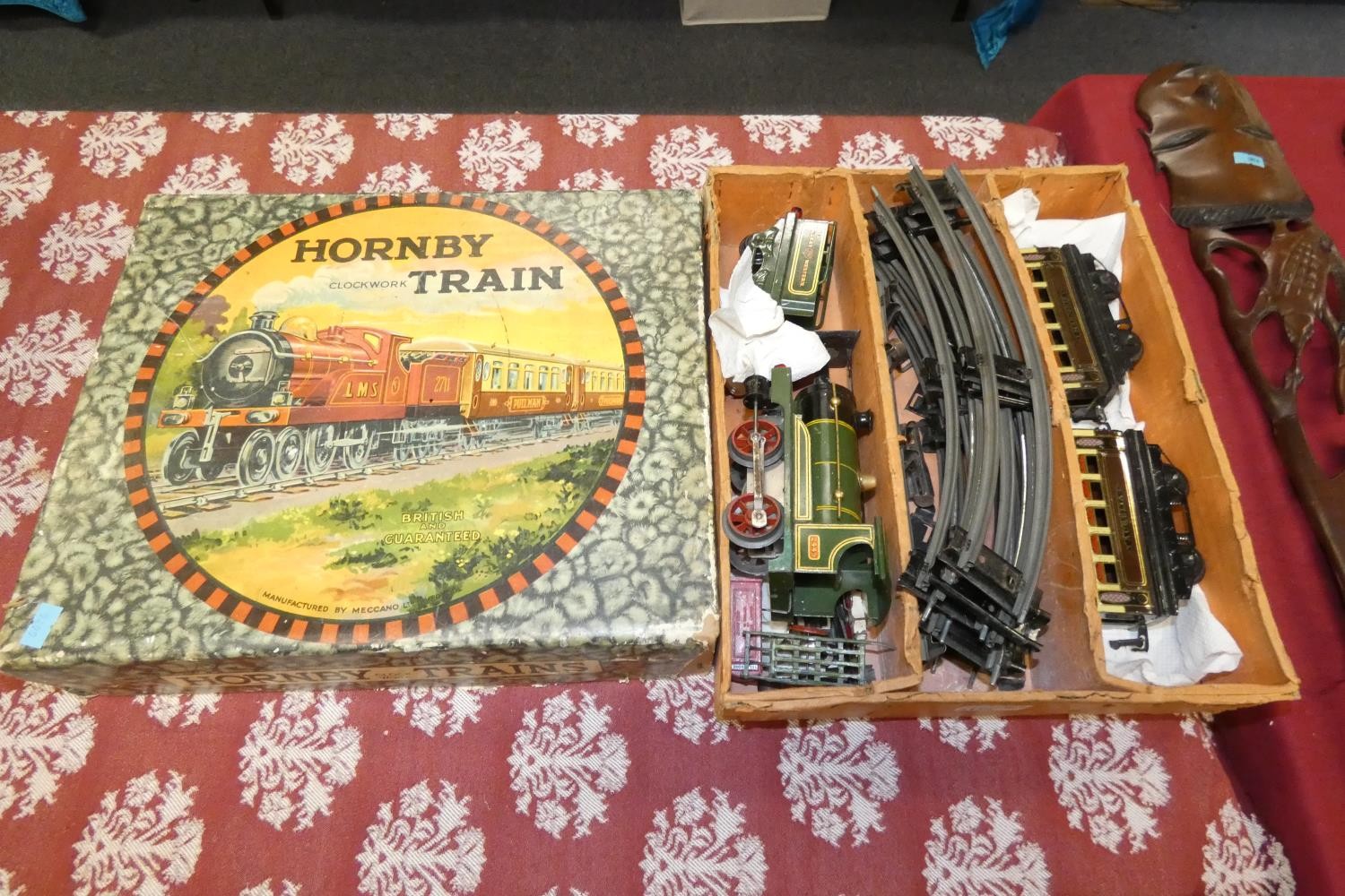 A 1920s vintage boxed Hornby Clockwork No. 0 passenger train set