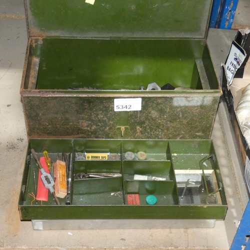 1 x green metal box containing a quantity of various mainly engineering ...