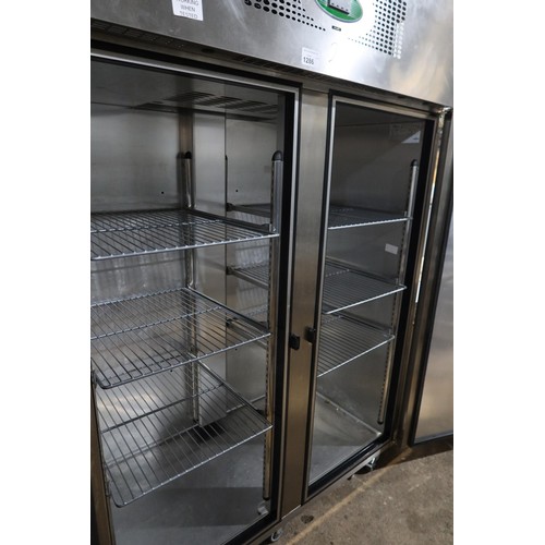 A large tall mobile double door commercial stainless steel fridge by ...