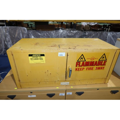 1 x Justrite "Piggy Back" type yellow metal two door safety storage ...