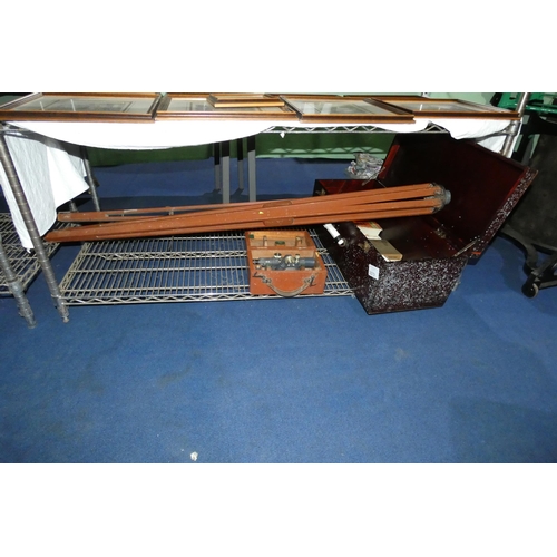 A vintage Stanley dumpy level with tripod and miscellaneous books etc.