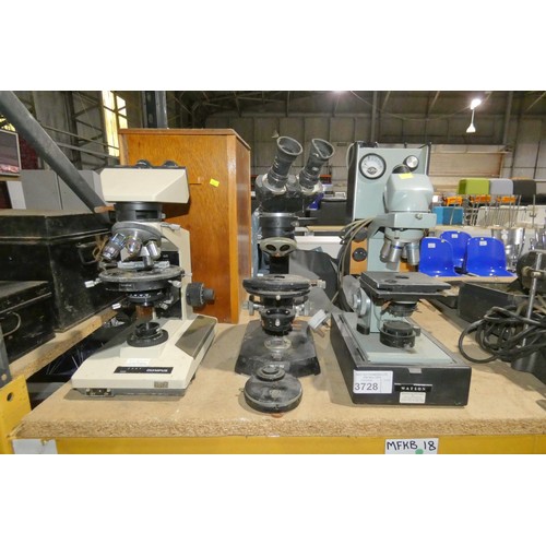 3 vintage microscopes comprising 1 x Olympus BH-2, 1 x Watson and 1 x ...