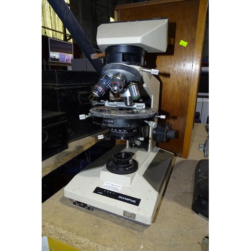 3 vintage microscopes comprising 1 x Olympus BH-2, 1 x Watson and 1 x ...