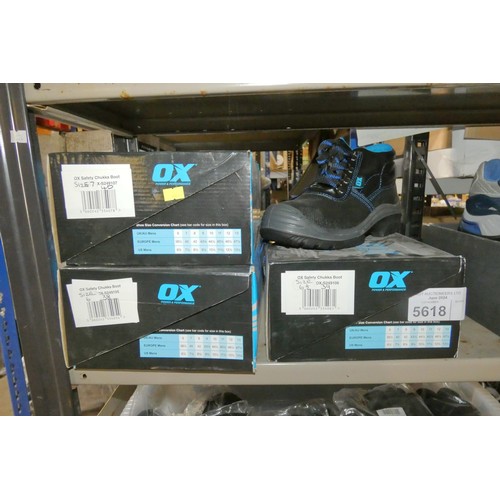 3 x pairs of Ox safety chukka boots sizes 6, 6.5 and 7