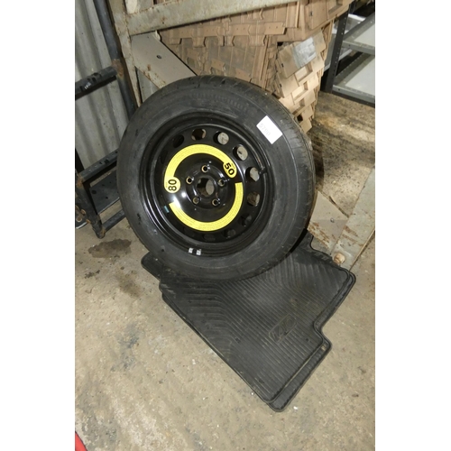 A 5 stud temporary use spare wheel with a Continental 195/60 R16 tyre ...