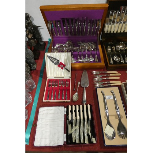 2 boxed sets of silver plated cutlery and a quantity of other ...